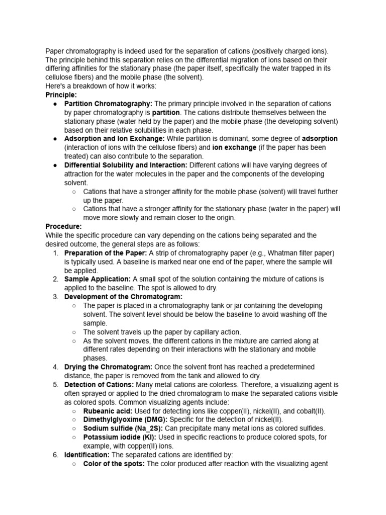Separation of Cations by Paper Chromatography. | PDF | Chromatography ...
