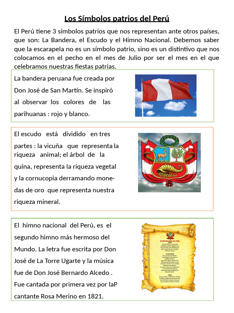 Ficha de La Sesión de Los Símbolos Patrios Del Perú | PDF