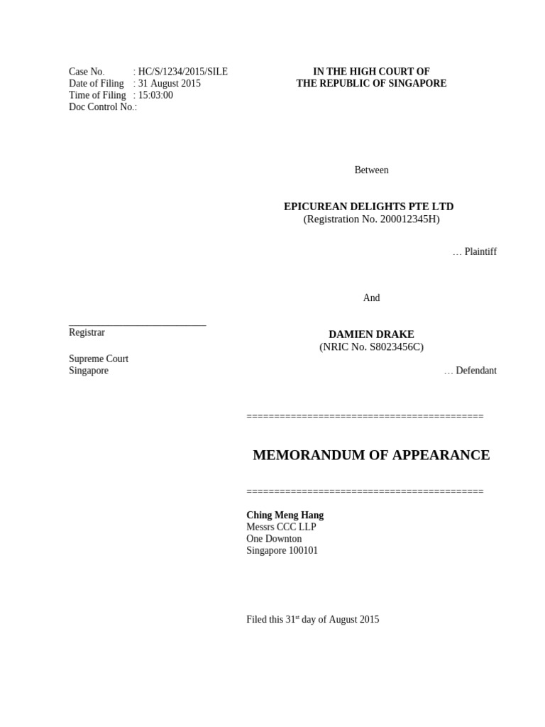 4 Memorandum of Appearance | PDF | Separation Of Powers | Common Law