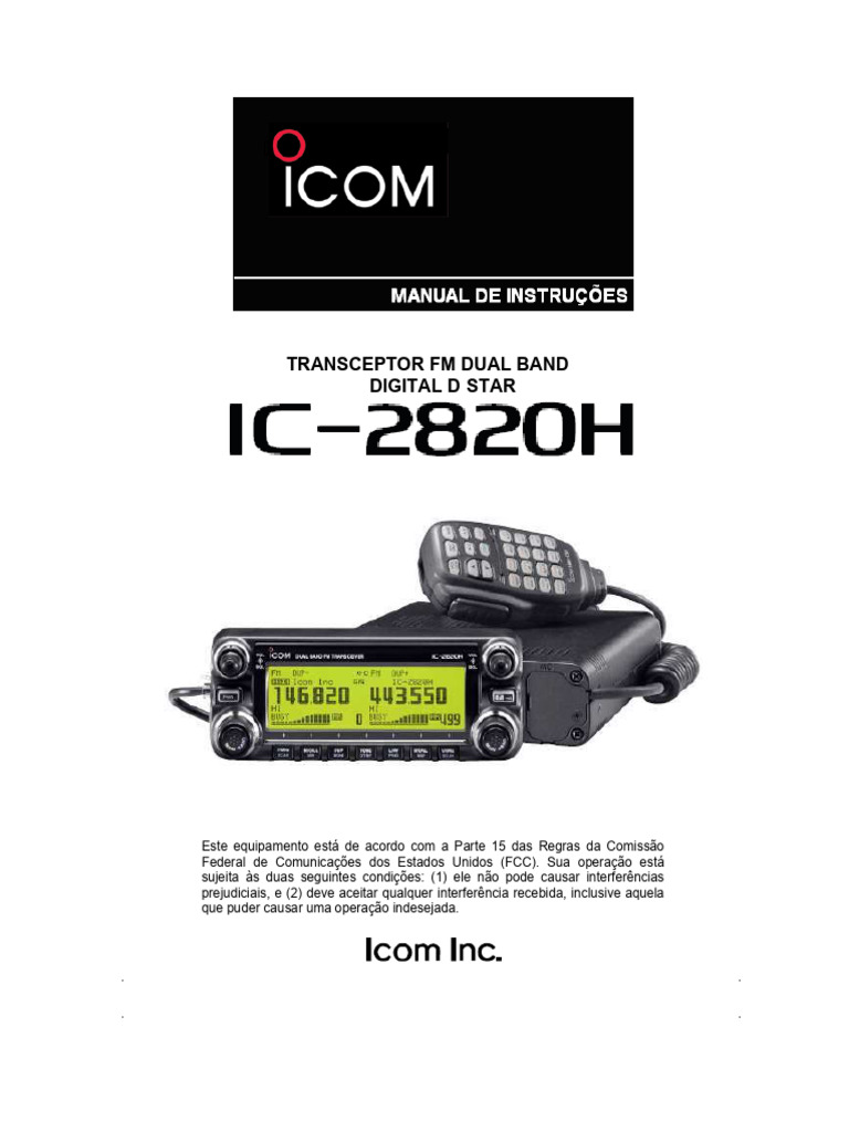Transceptor FM Dual Band IC-2820H | PDF | Conector elétrico | Fonte de ...