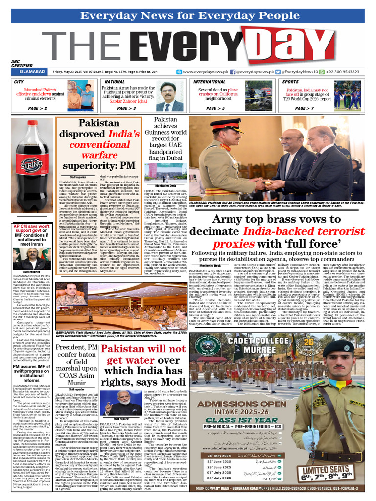 Daily The Everyday News Islamabad Friday 23-05-2025 | PDF | Pakistan ...