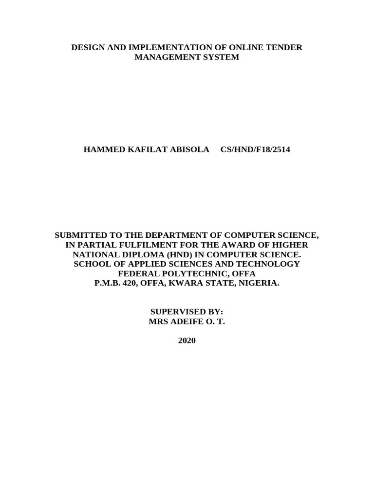 Online Tender Management System | PDF | Databases | Websites