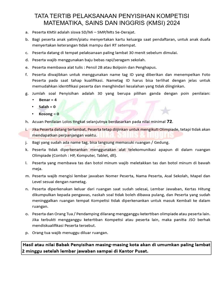 Tata Tertib KMSI 2024 untuk Peserta | PDF