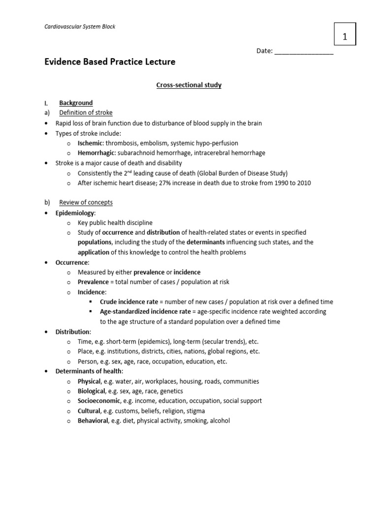 EBP Cross-Sectional Study | PDF | Cardiovascular Diseases | Stroke