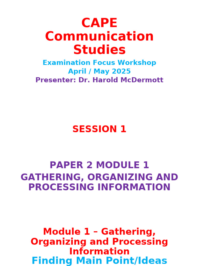 2025 CAPE Communication Studies Examination Focus Workshop | PDF ...