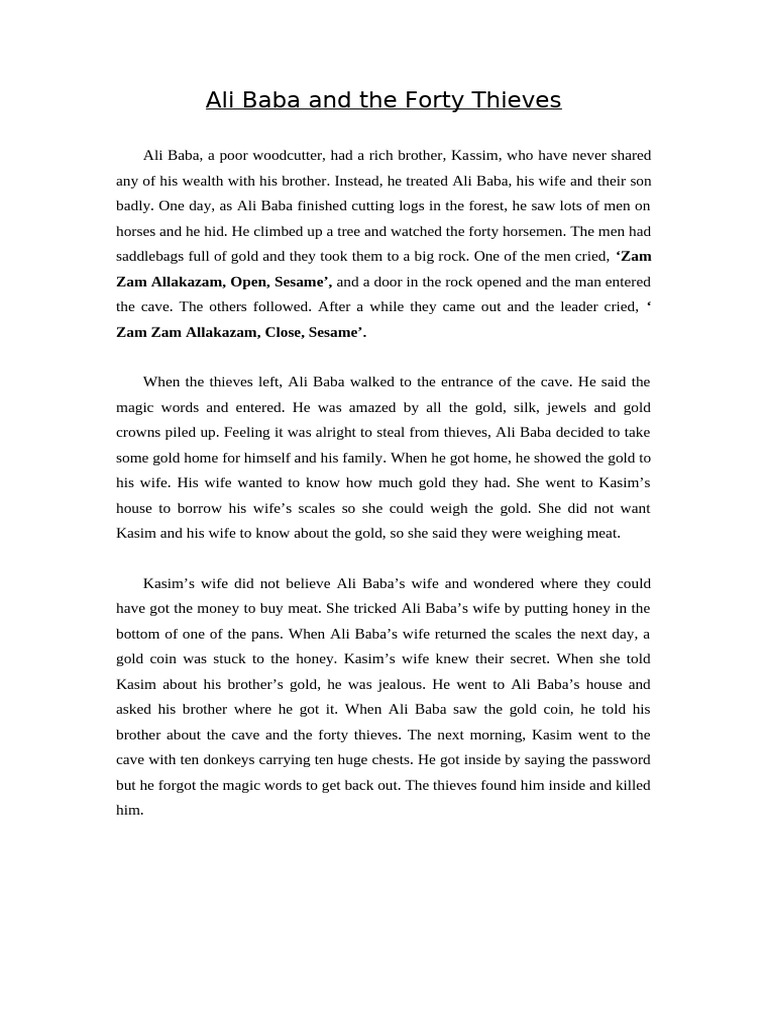 Ali Baba and The Forty Thieves | PDF