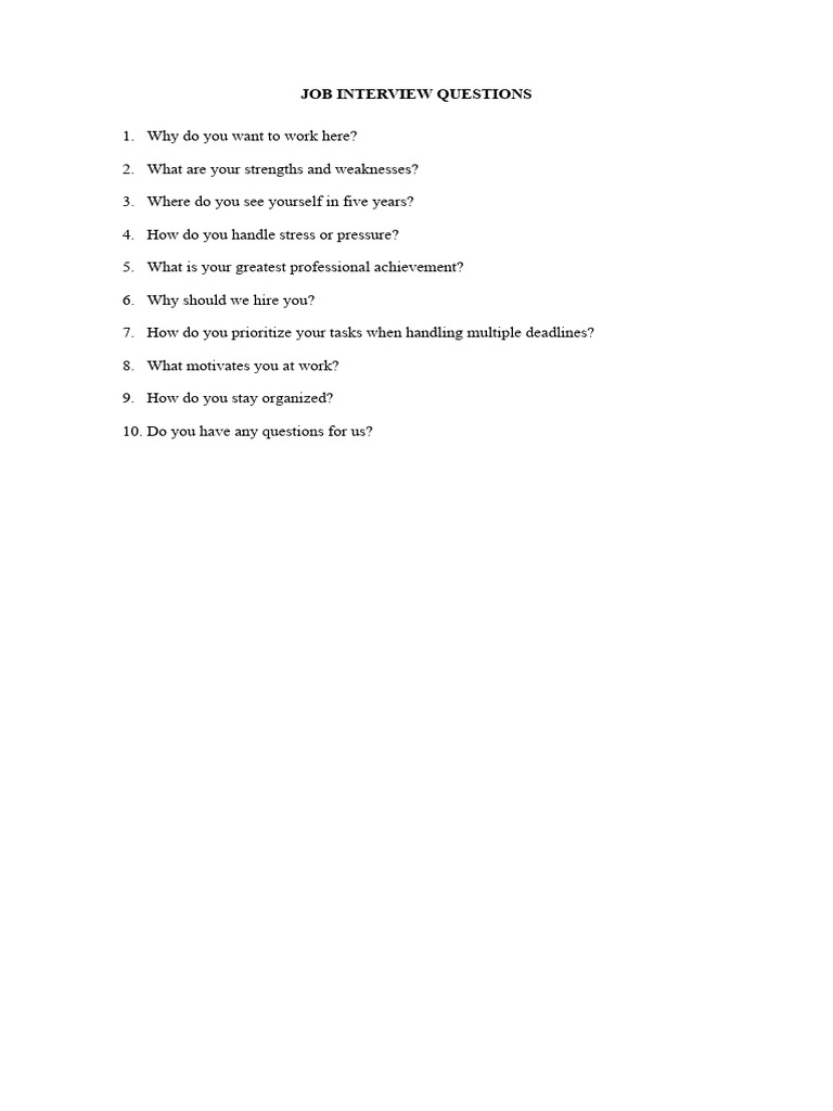 Job Interview Questions | PDF