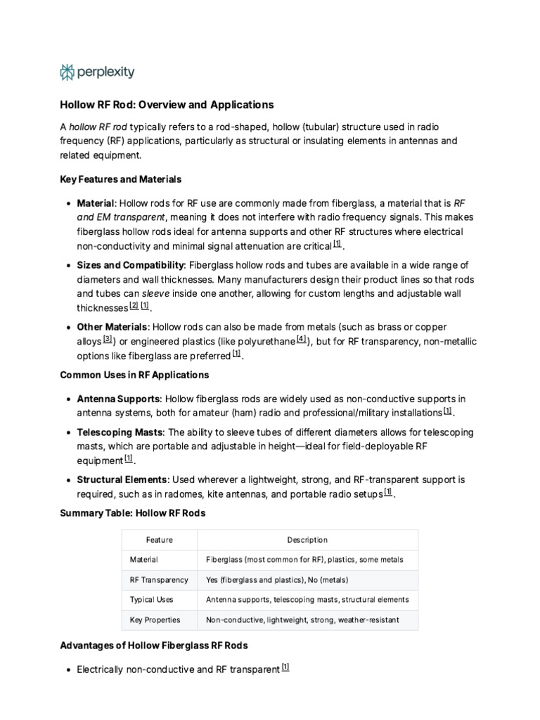 Hollow RF Rod - Overview and Applications | PDF | Fiberglass | Antenna ...