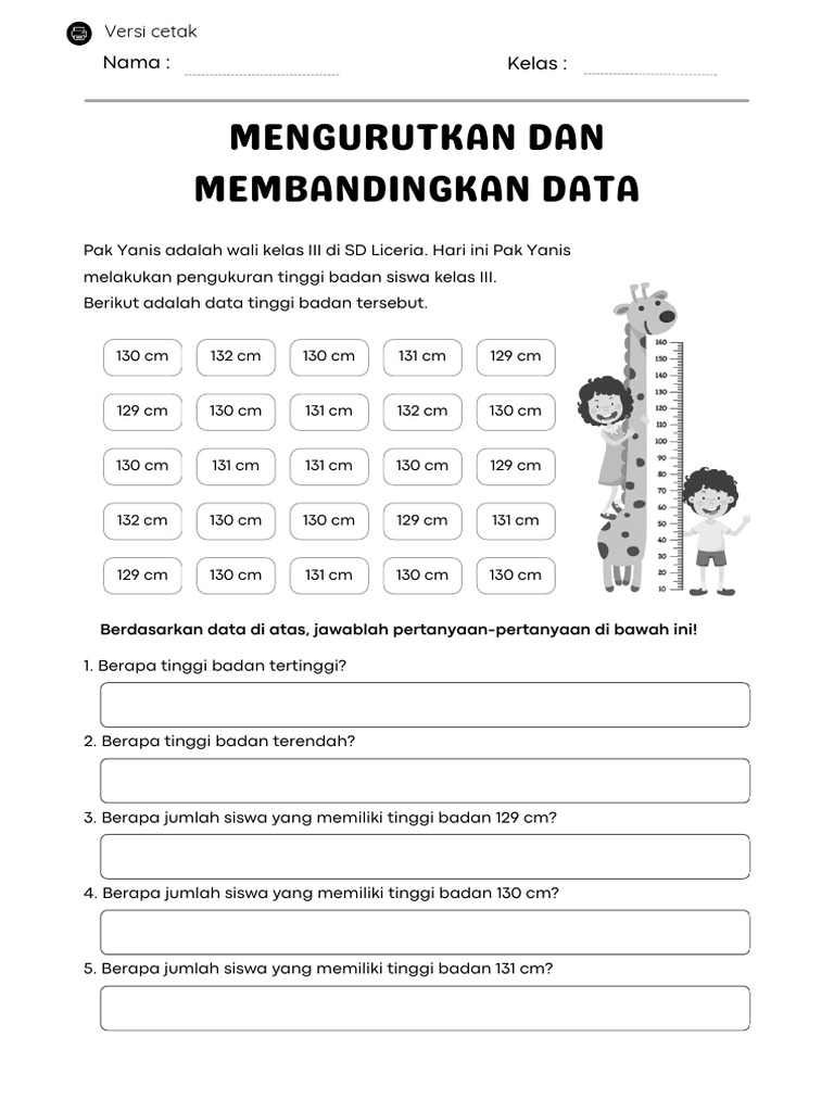 Mengurutkan Dan Membandingkan Data MTK SD Kelas 3 | PDF