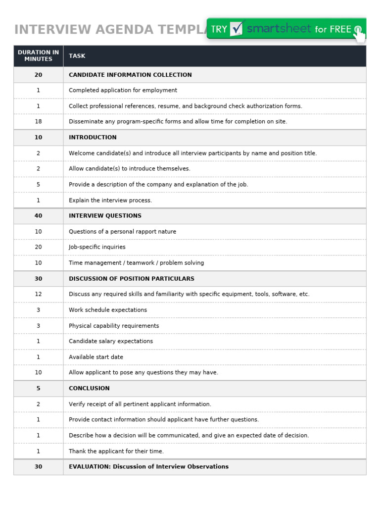 IC Interview Agenda 9264 | PDF