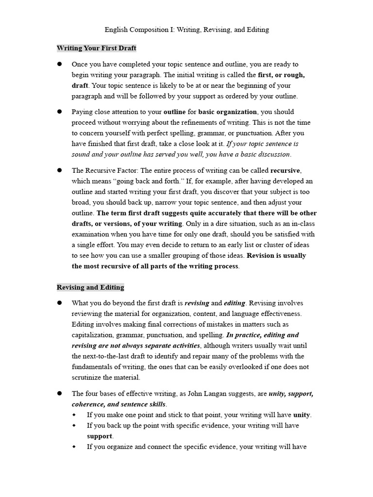 111-1 Writing, Revising, and Editing | PDF | Paragraph | Editing