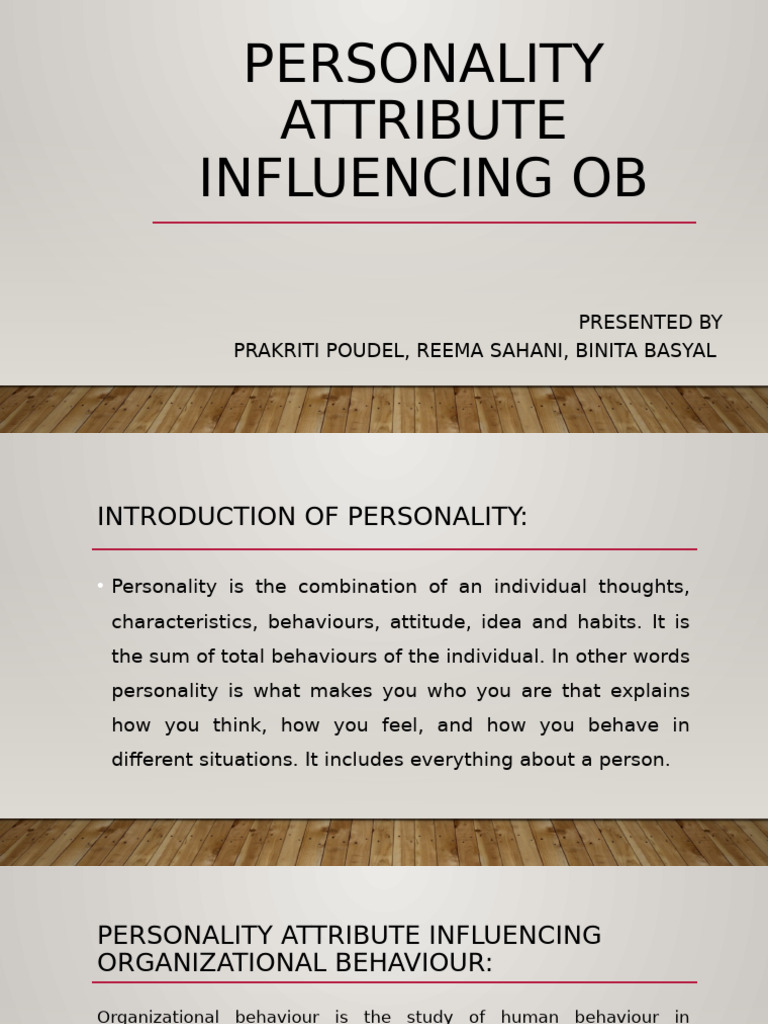 Personality Attribute Influencing OB | PDF | Self Esteem | Risk