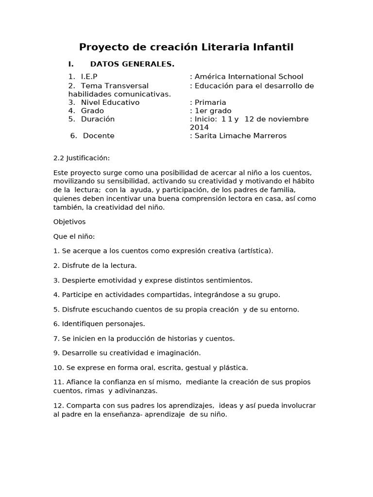 Creación Literaria Infantil en Primaria | PDF | Creatividad | Enseñando