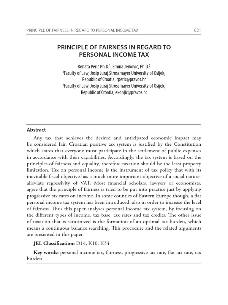 Principle of Fairness in Regard To Personal Income Tax | PDF | Taxes ...