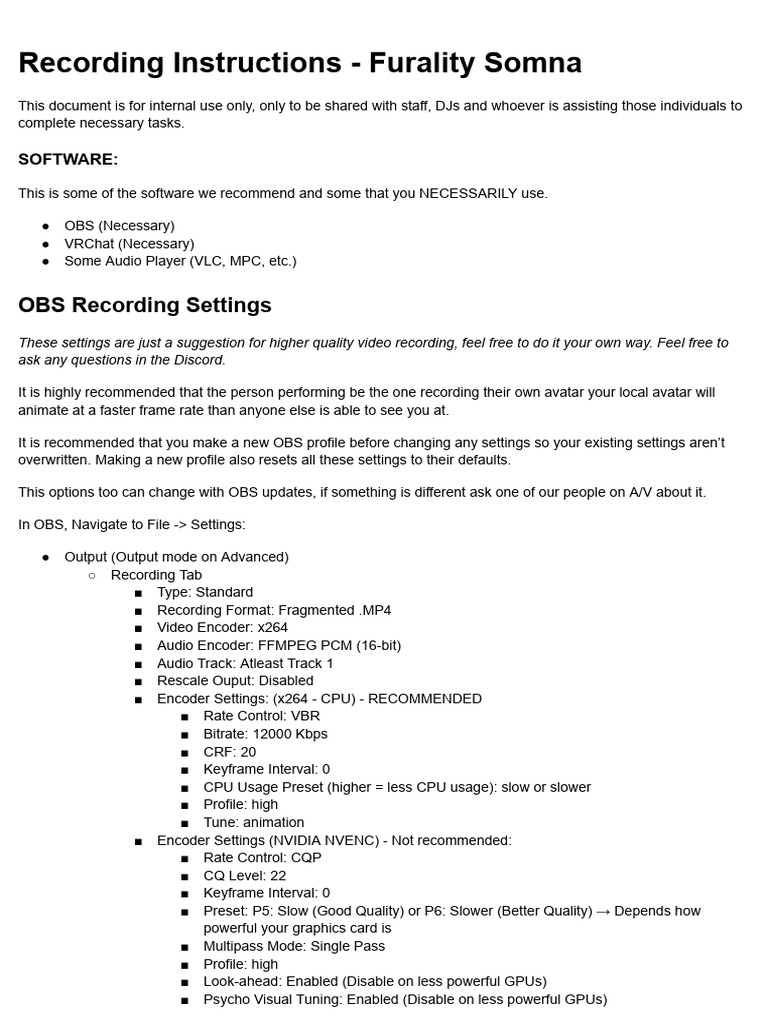 Recording Instructions - Furality Somna | PDF | Computing