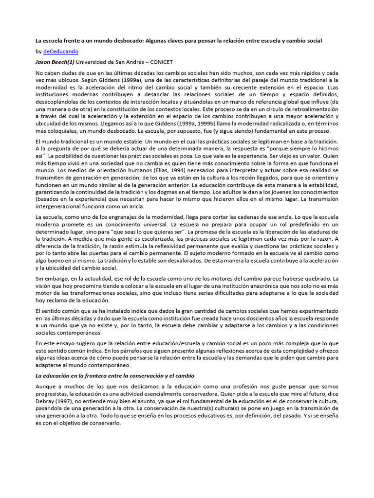 TIyP1 - Eje 2 - Jason Beech - La Escuela Frente A Un Mundo Desbocado ...