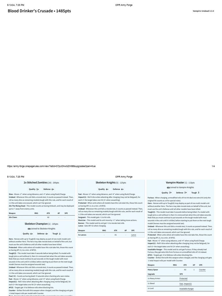 OPR Army Forge - Vampiric Crusade | PDF