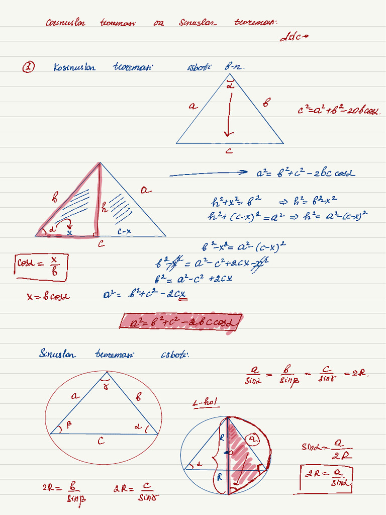 Sinuslar Va Cosinuslar Teoremasi_250324_064713 | PDF