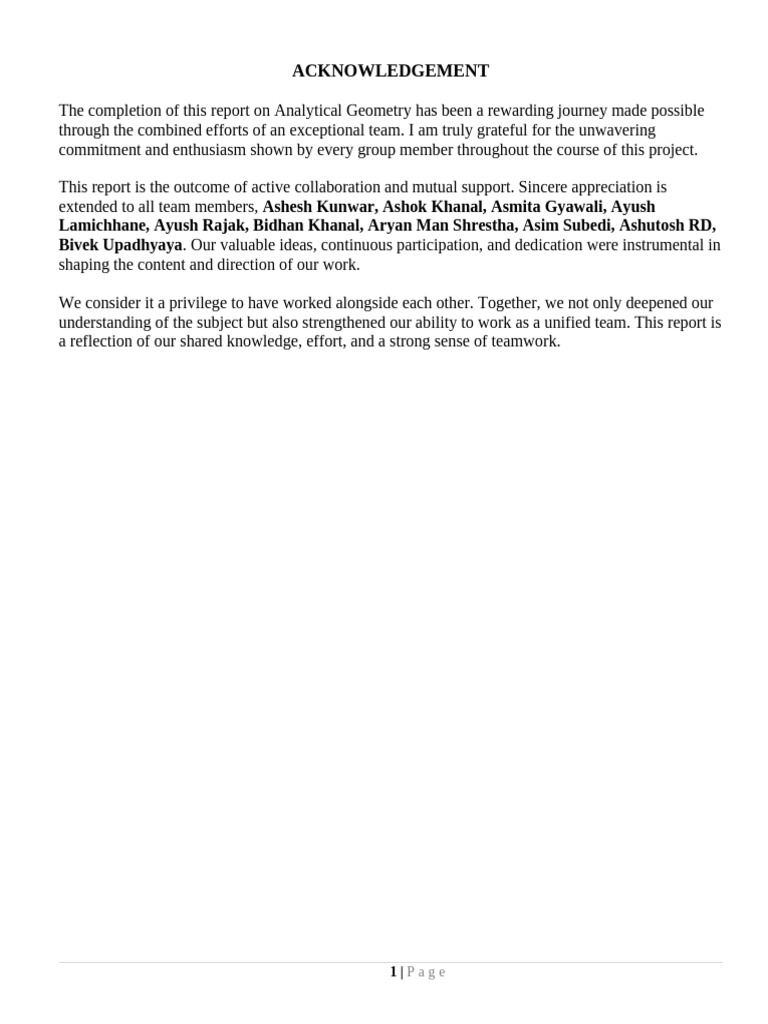 Acknowledgment in Analytic Geometry Report | PDF | Analytic Geometry ...