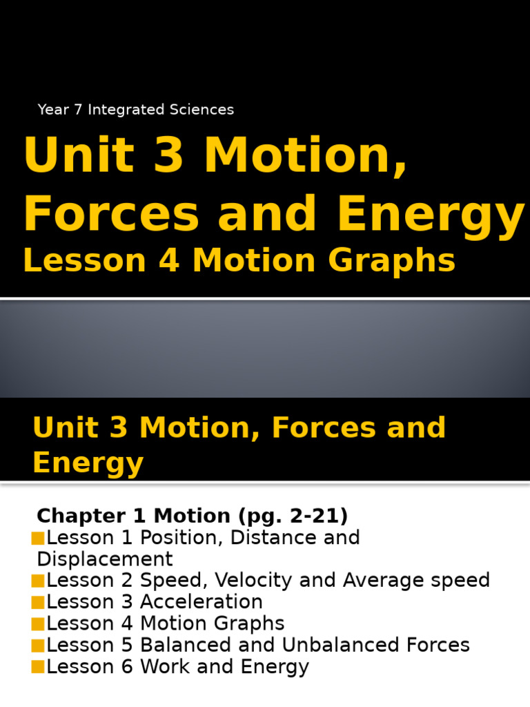 Y7 Unit 3 Lesson 4 Motion Graphs | PDF | Acceleration | Slope