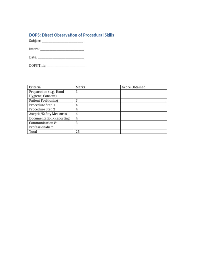 DOPS Assessment Checklist Form | PDF