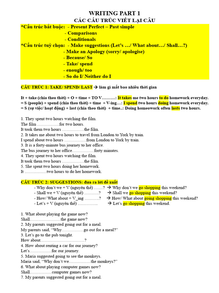 Writing Part 1 - Structures | PDF