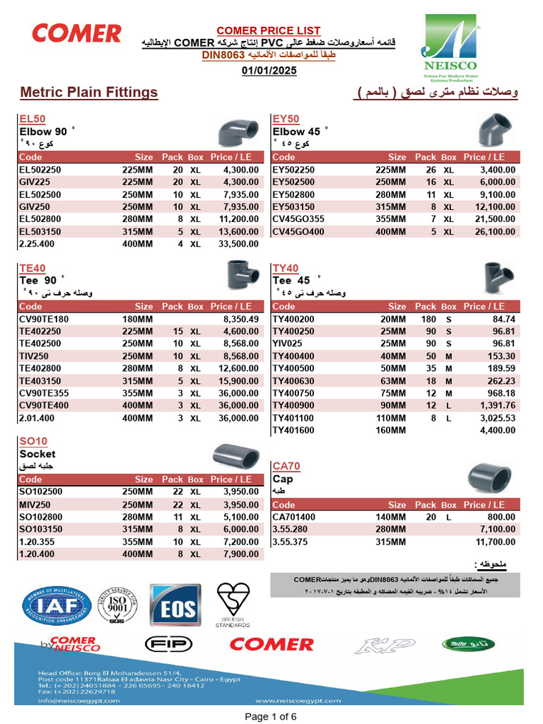 PVC Fittings Price List 2025 | PDF | Plumbing | Hydraulics