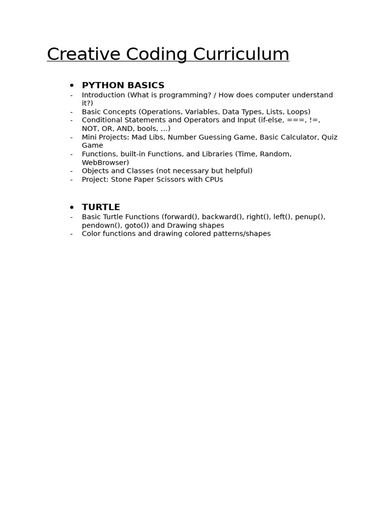 Programming Curriculum | PDF