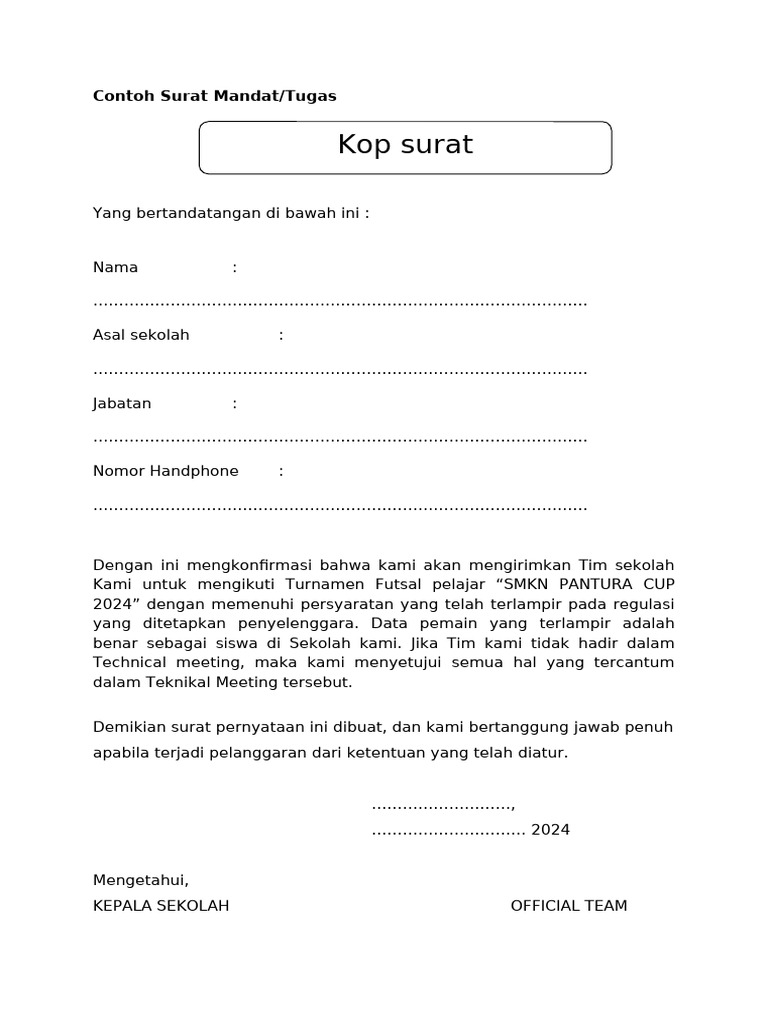 Contoh Surat Mandat | PDF