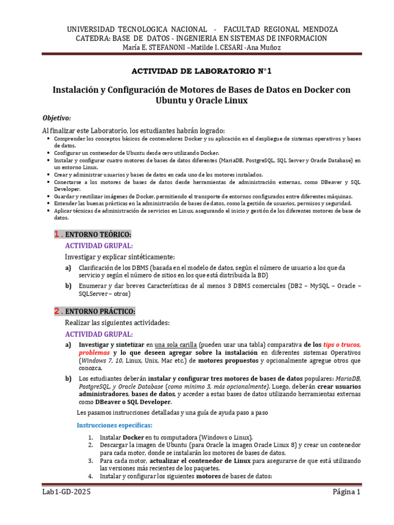 01 Guia Laboratorio1 v2 | PDF | Bases de datos | Mi sql
