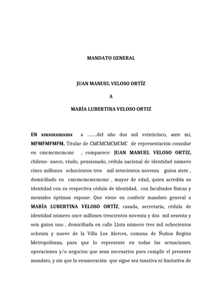 Mandato General de Representación Legal | PDF | Bancos | Póliza de seguros