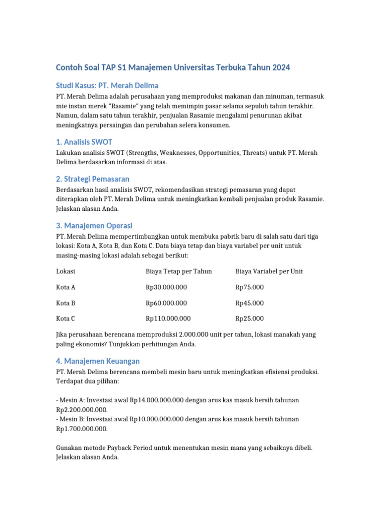 Contoh_Soal_TAP_S1_Manajemen_UT_2024 | PDF