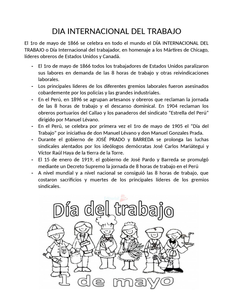 Historia del Día Internacional del Trabajo | PDF | Movimientos ...