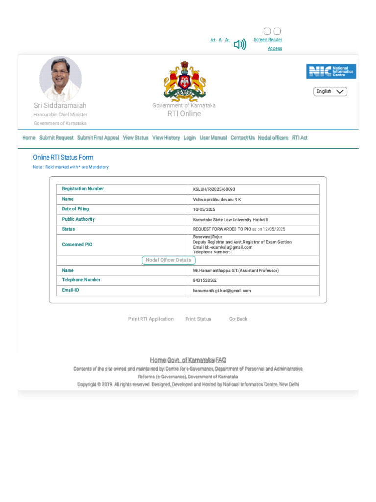RTI Online - View Status Form | PDF