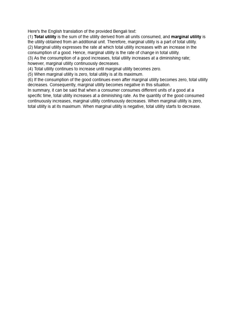 Marginal and Totall Utility | PDF