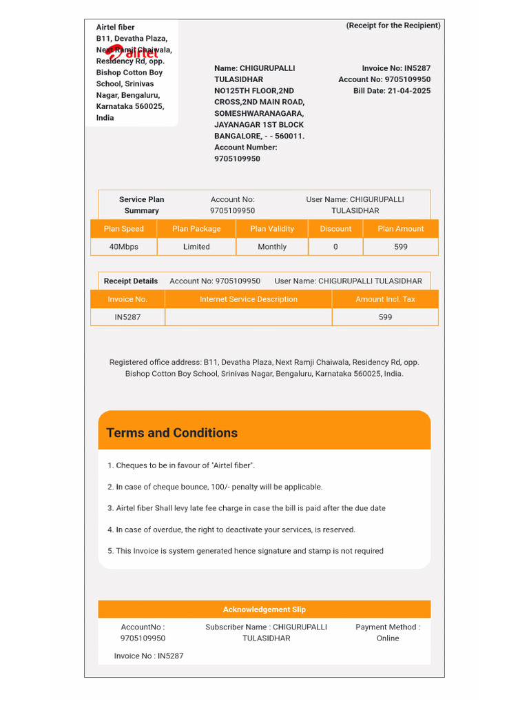 Internet Invoice (Freeforonline - Com) | PDF