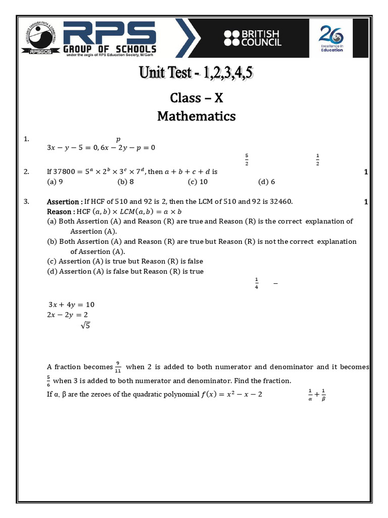 10TH Maths Ut 1,2,3,4,5 | PDF | Zero Of A Function | Polynomial