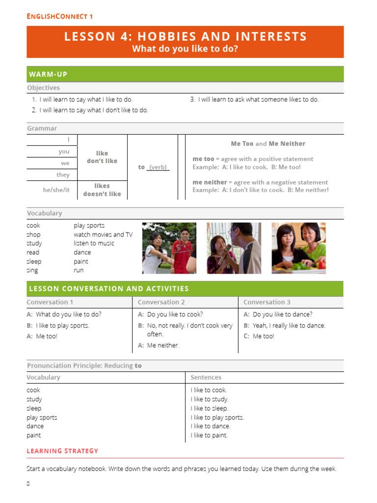Hobbies and Interests Vocabulary Guide | PDF | Cognitive Science ...