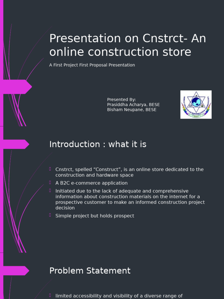 Presentation on Cnstrct an Online Construction Store | PDF | Software Development Process ...