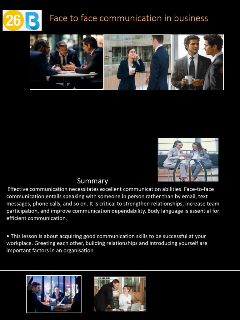 Face To Face Communication in Business | PDF | Communication | Human ...