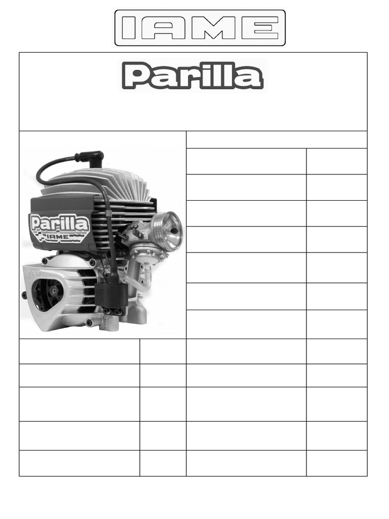 IAME Mini Swift USA Engine Specifications | PDF | Piston | Carburetor
