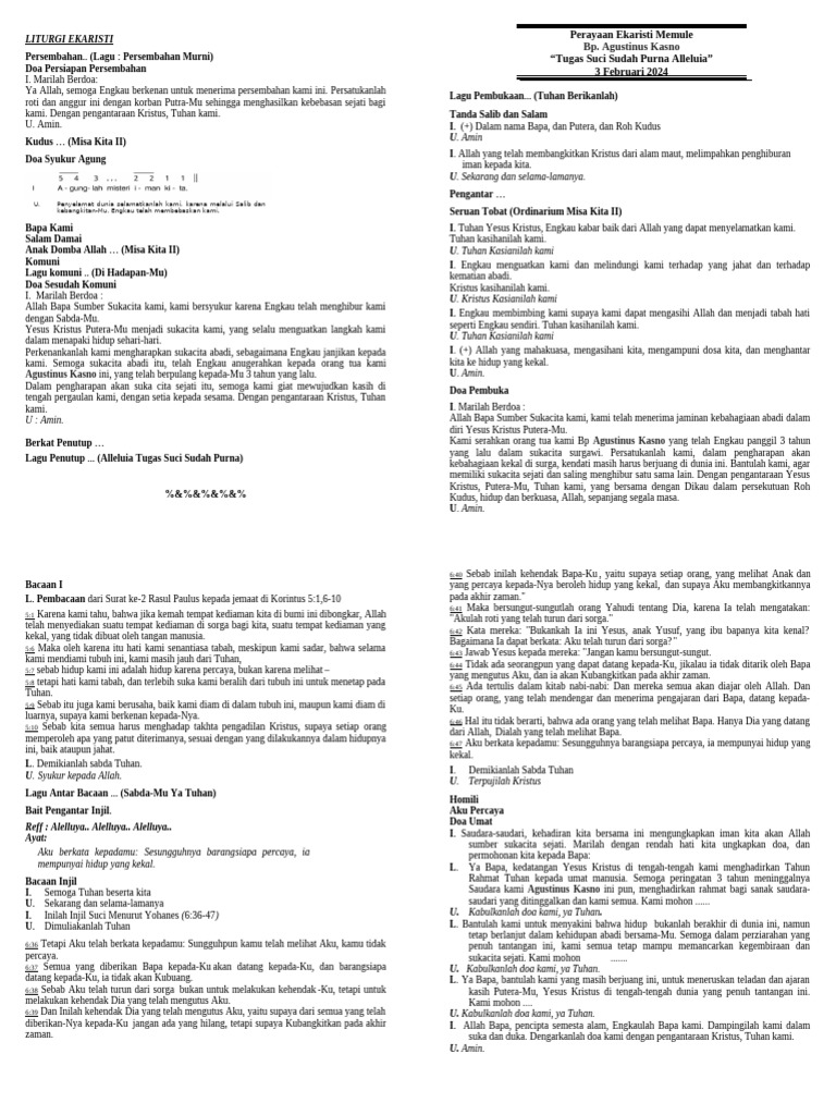 Teks Misa Peringatan Arwah | PDF