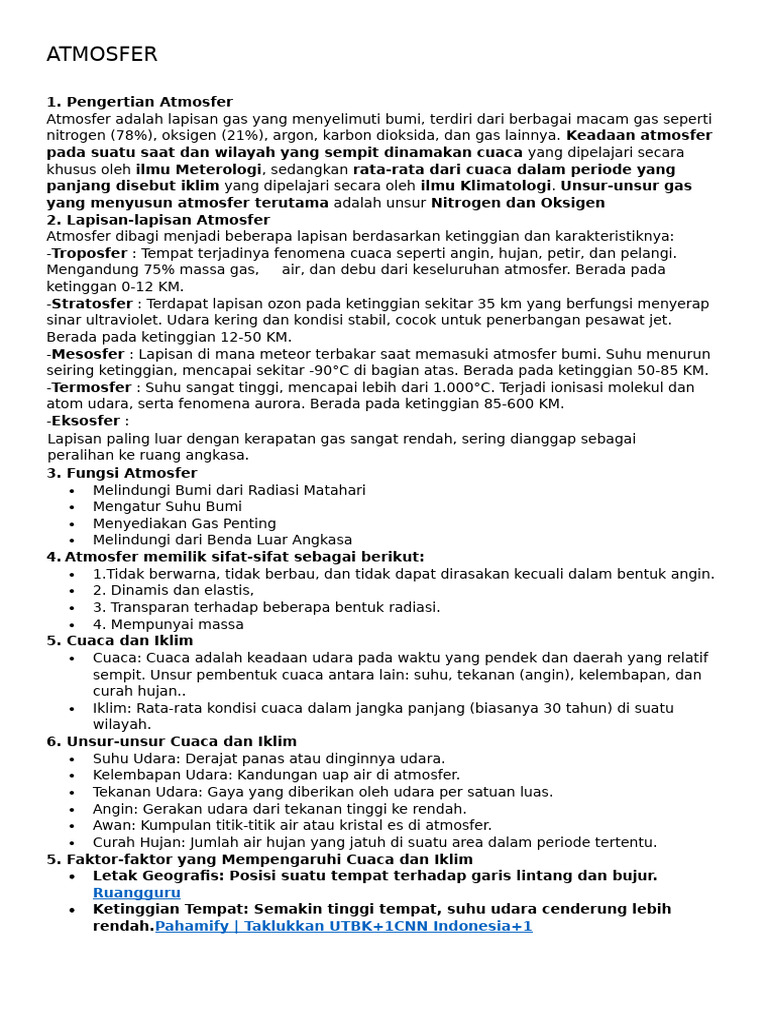 Struktur dan Fungsi Atmosfer Bumi | PDF