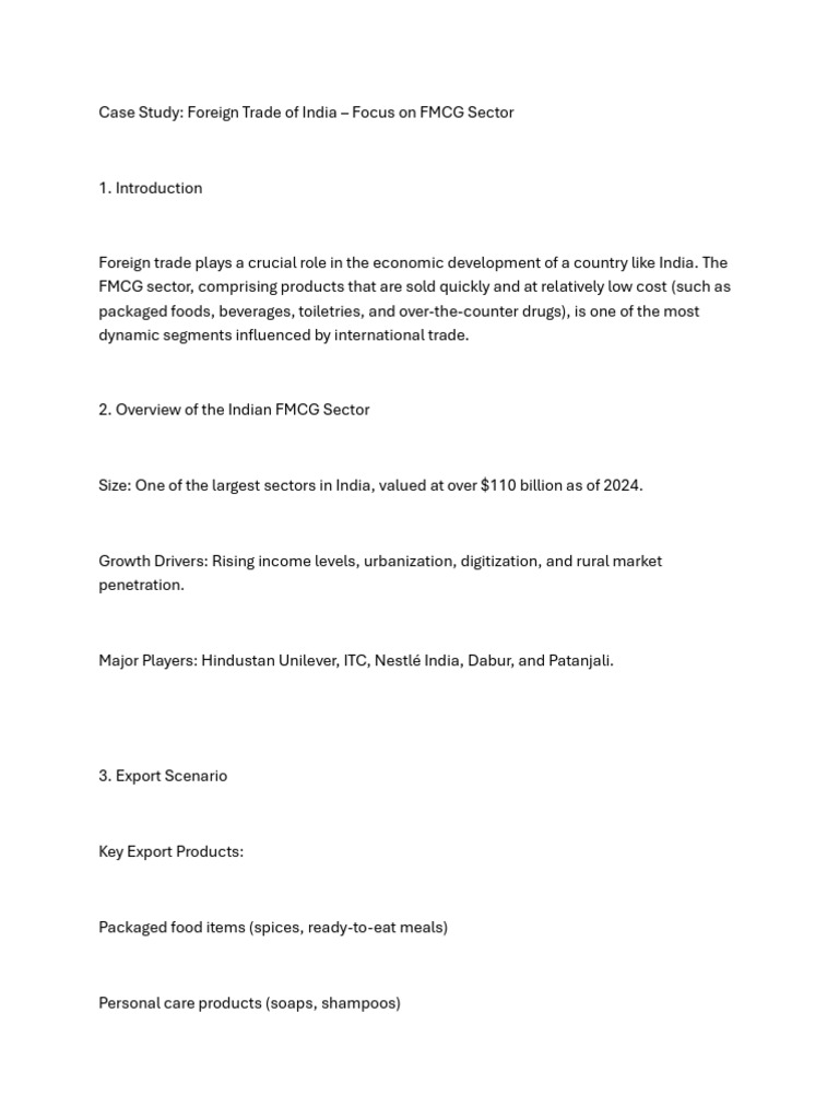 Foreign Trade of India Case Study | PDF