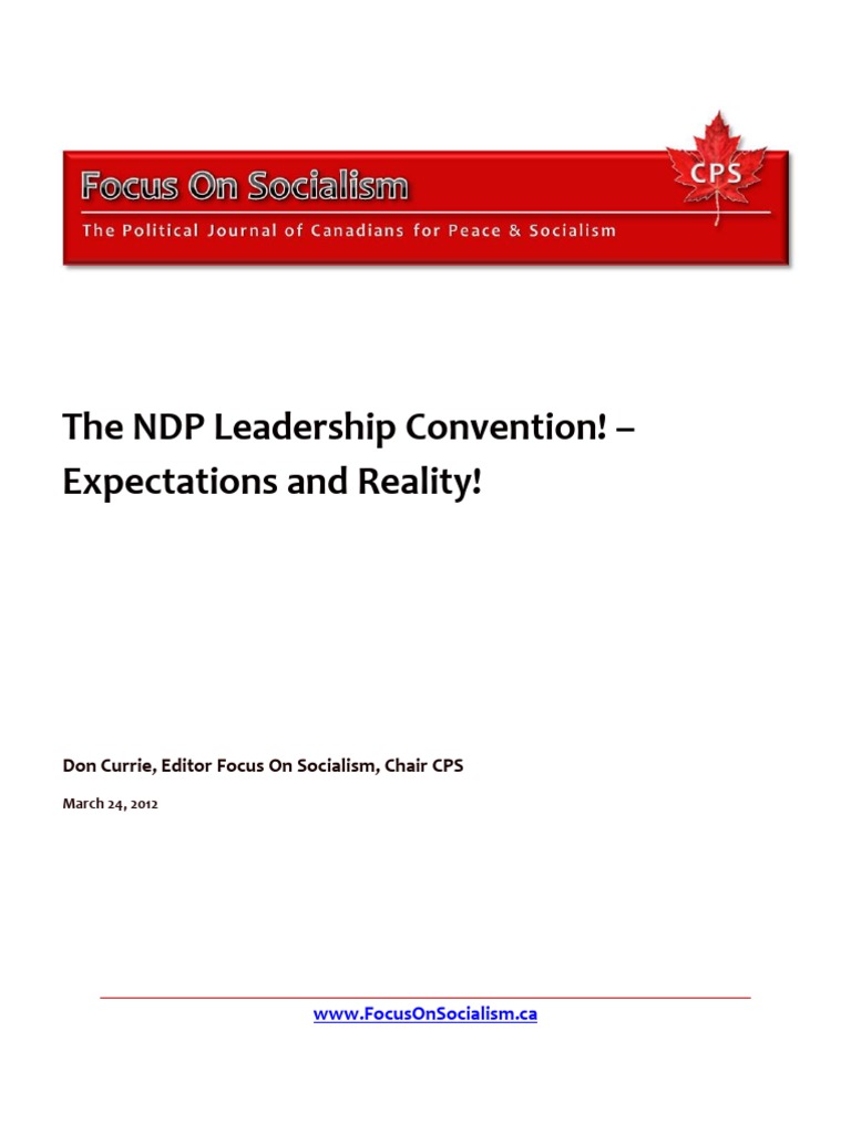 The NDP Leadership Convention | PDF | Socialism | Canada