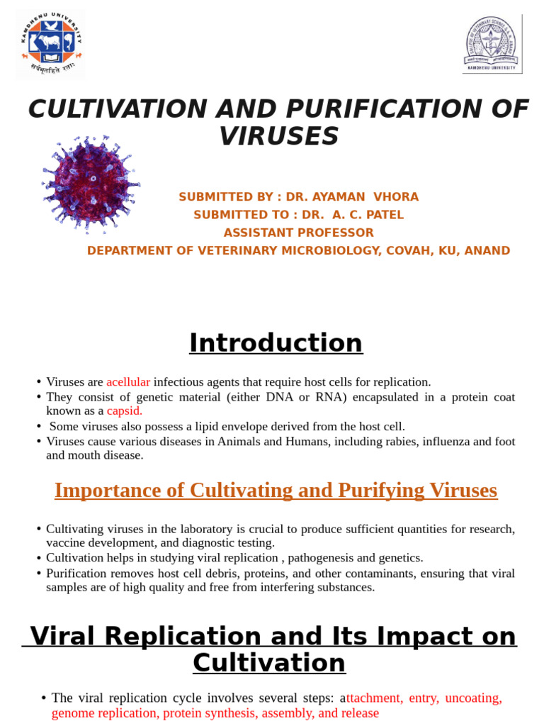 Virus Cultivation and Purification Methods | PDF | Protein Purification ...