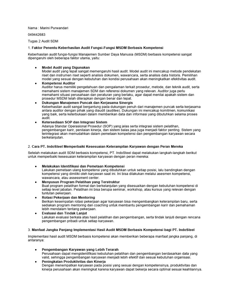 Tugas 2 Audit SDM | PDF