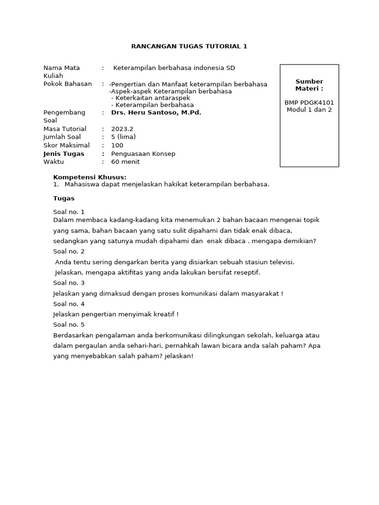Rancangan Tugas Tutorial 1 | PDF