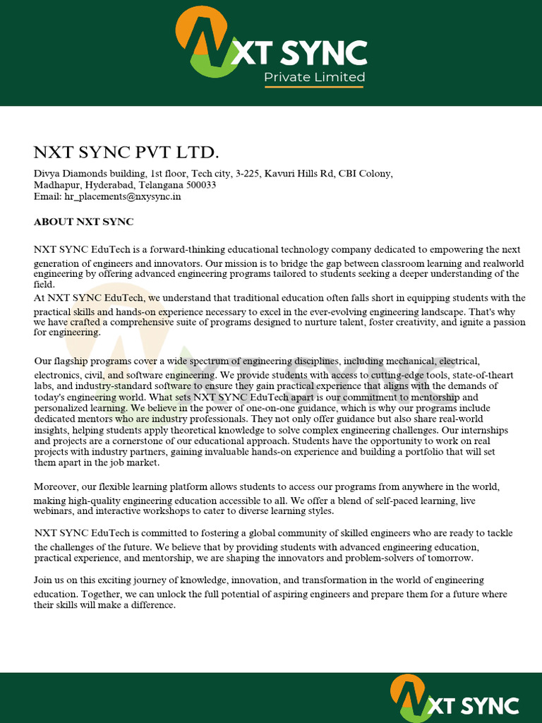 NXT Sync EduTech: Careers & Salaries | PDF | Engineering | Educational ...