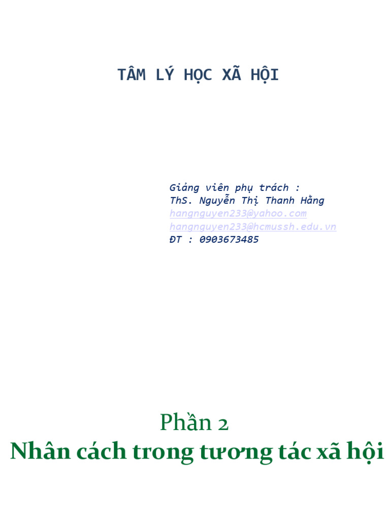 Cô Hằng TLH XHPart 2 . A | PDF